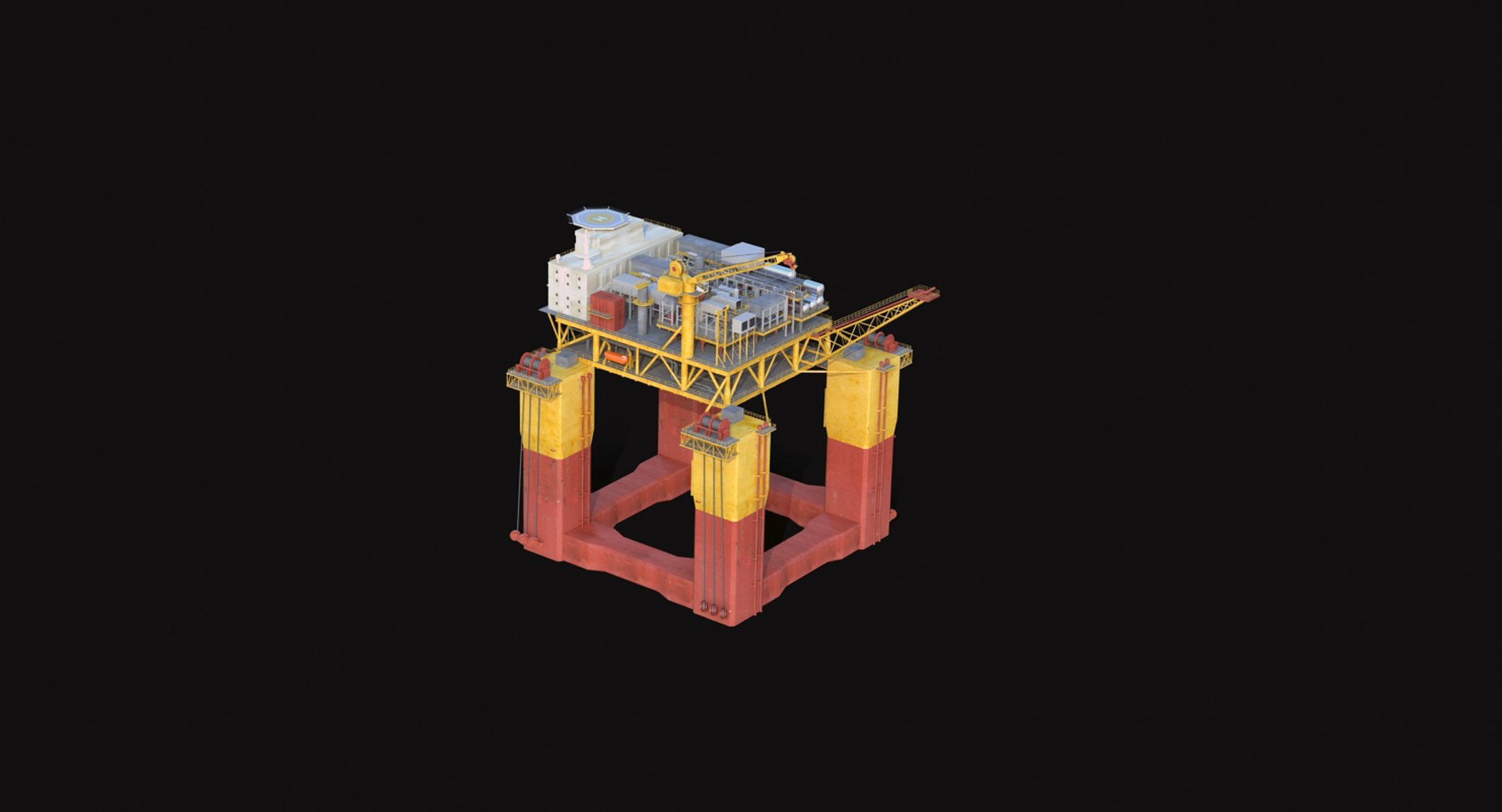Semi-submersible Production Rig 3d Model