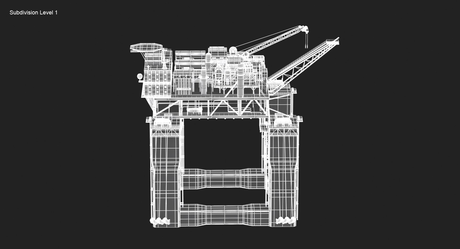 Semi-submersible Production Rig 3d Model