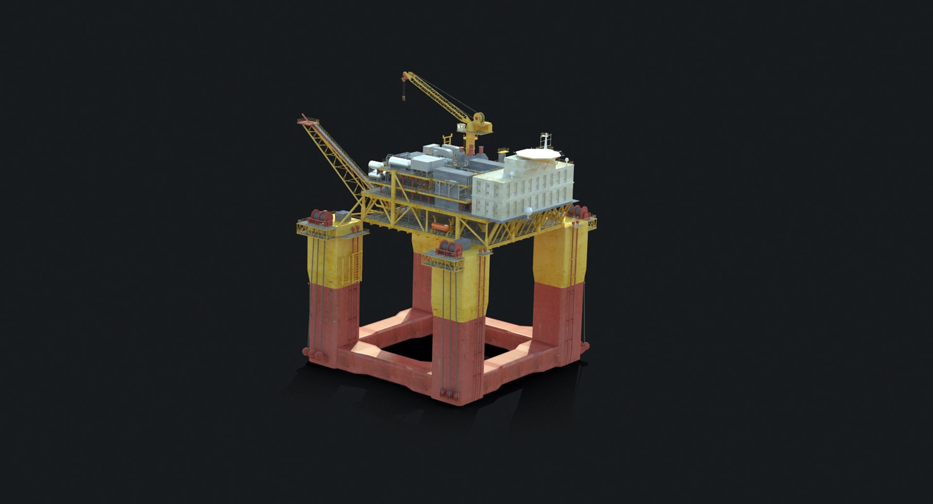 Semi-submersible Production Rig 3d Model