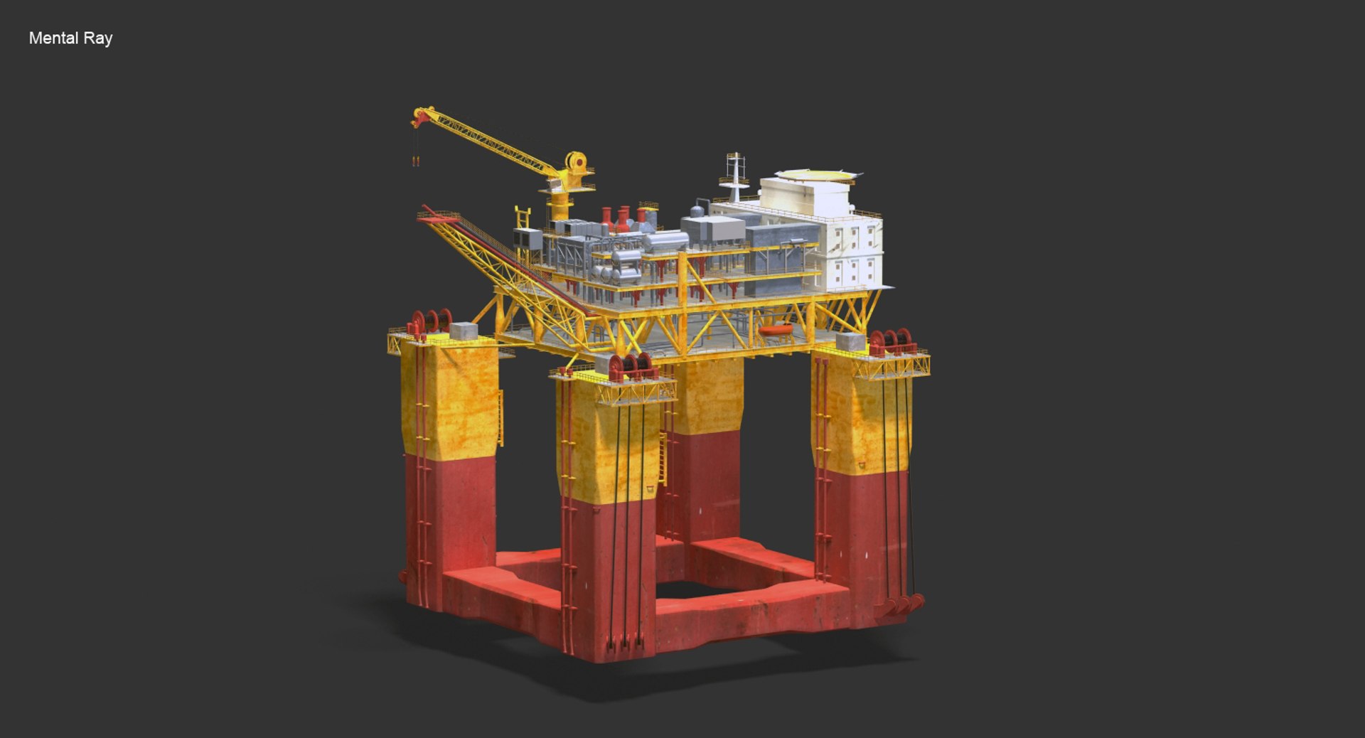 Semi-submersible Production Rig 3d Model