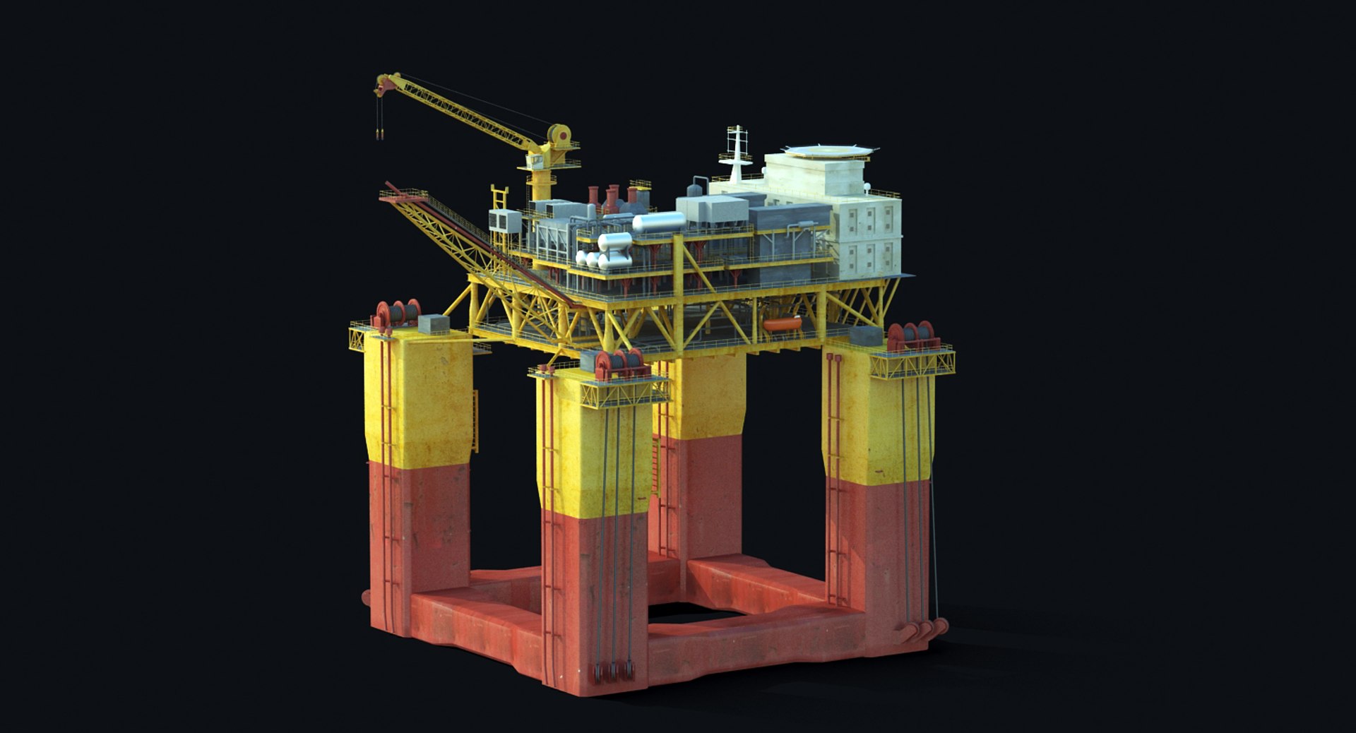 semi-submersible production rig 3d model