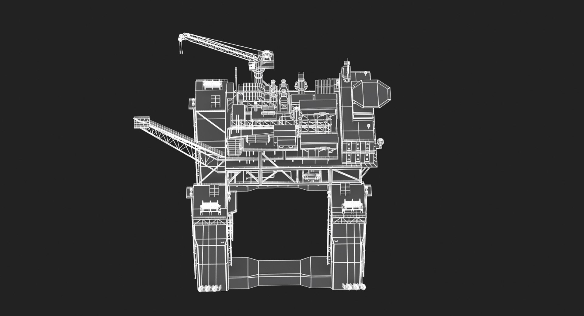 Semi-submersible Production Rig 3d Model