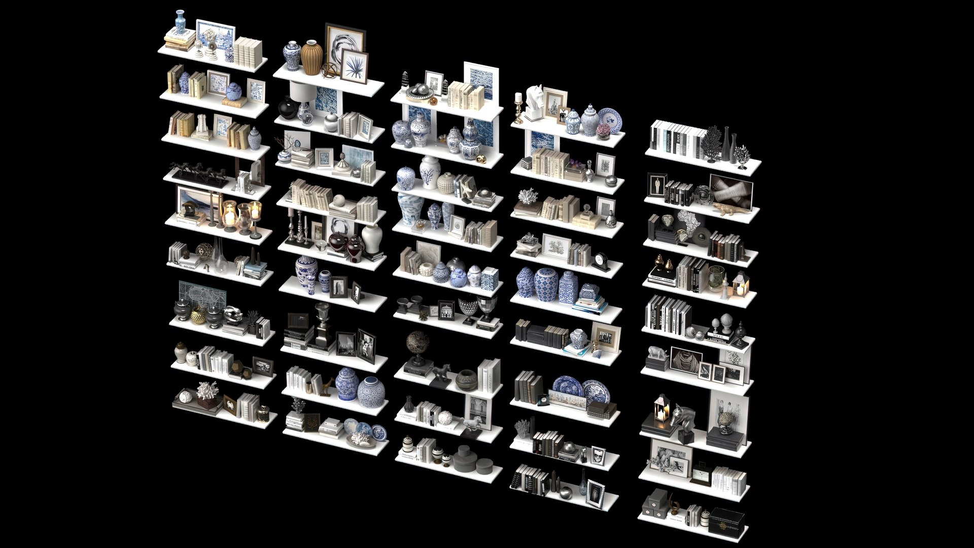 3D Book Shelf Pack 45 Sets 3D Model Model - TurboSquid 1940418