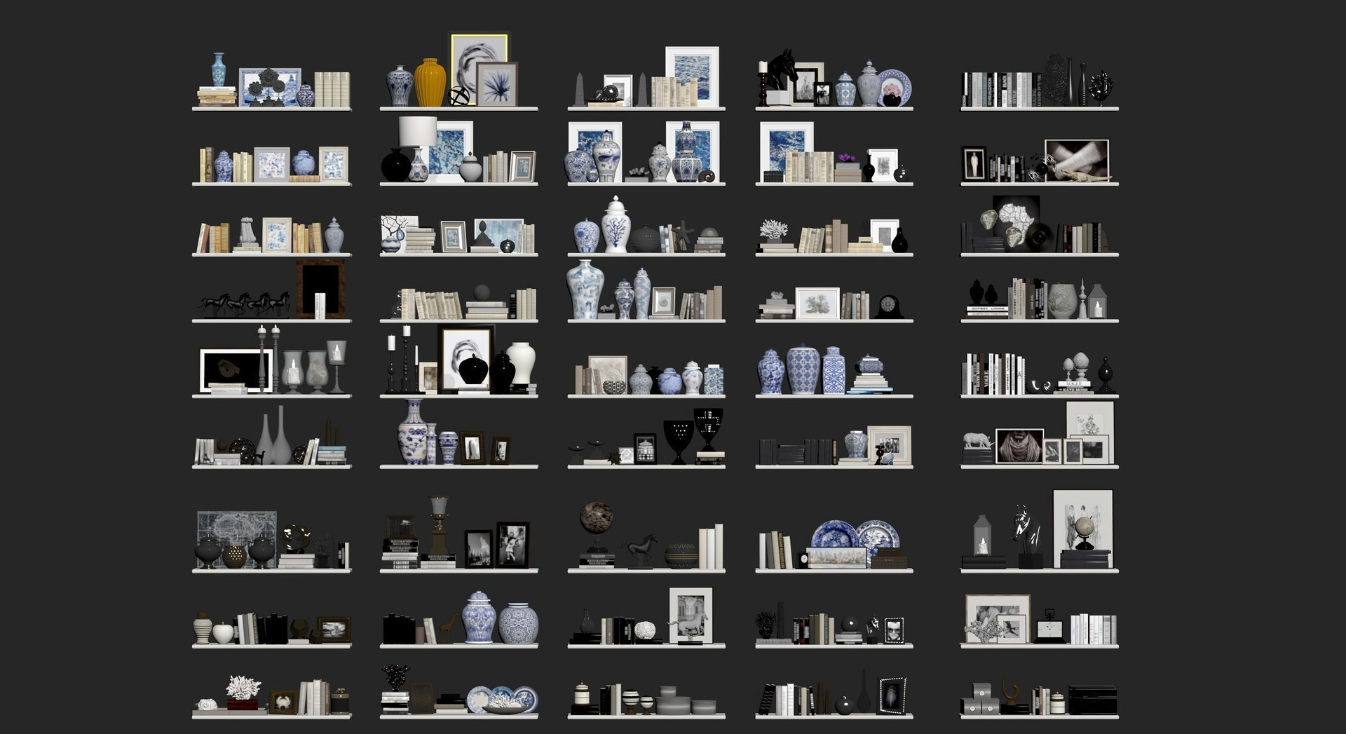 3D Book Shelf Pack 45 Sets 3D Model Model - TurboSquid 1940418