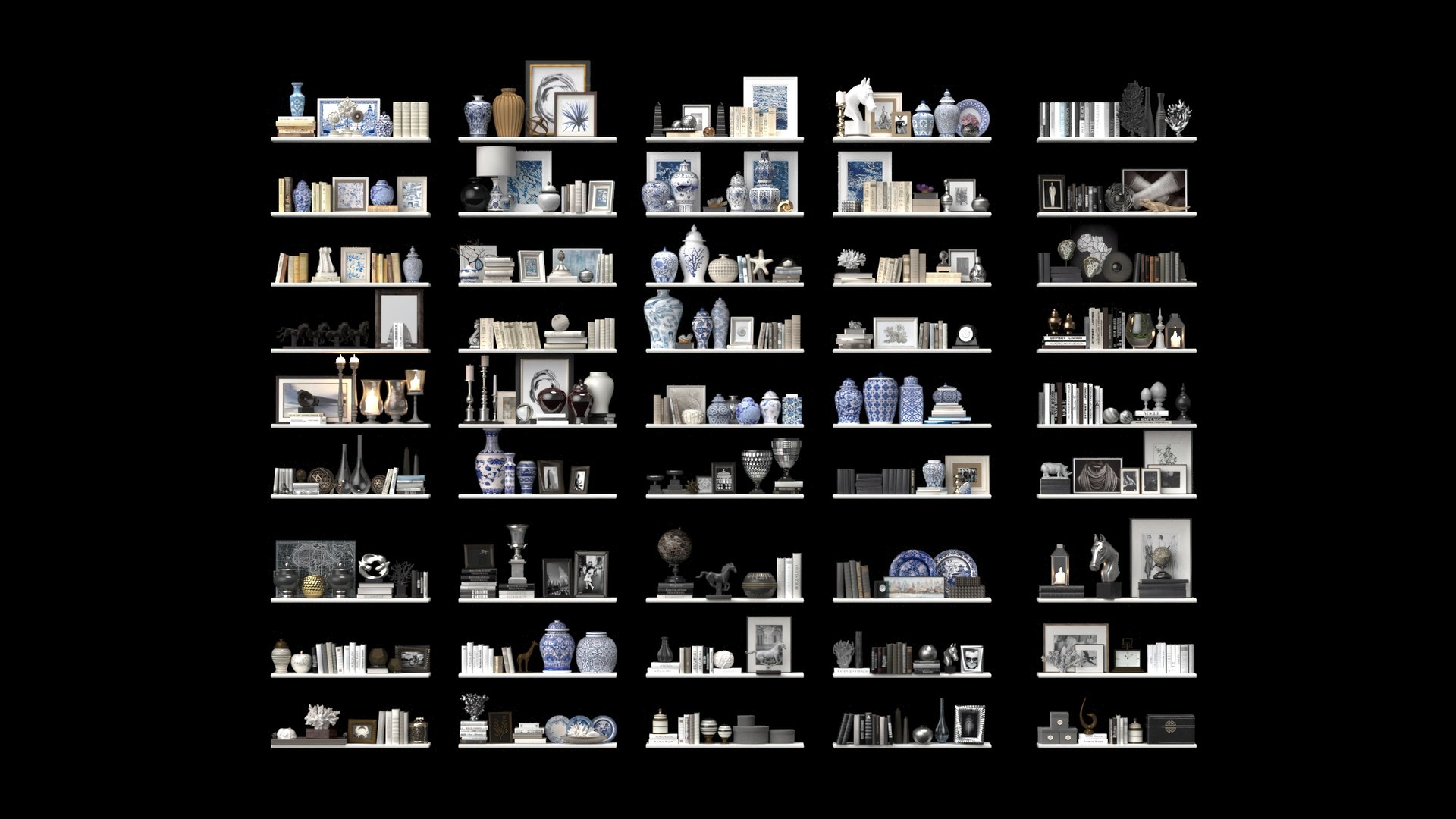 3D Book Shelf Pack 45 Sets 3D Model Model - TurboSquid 1940418