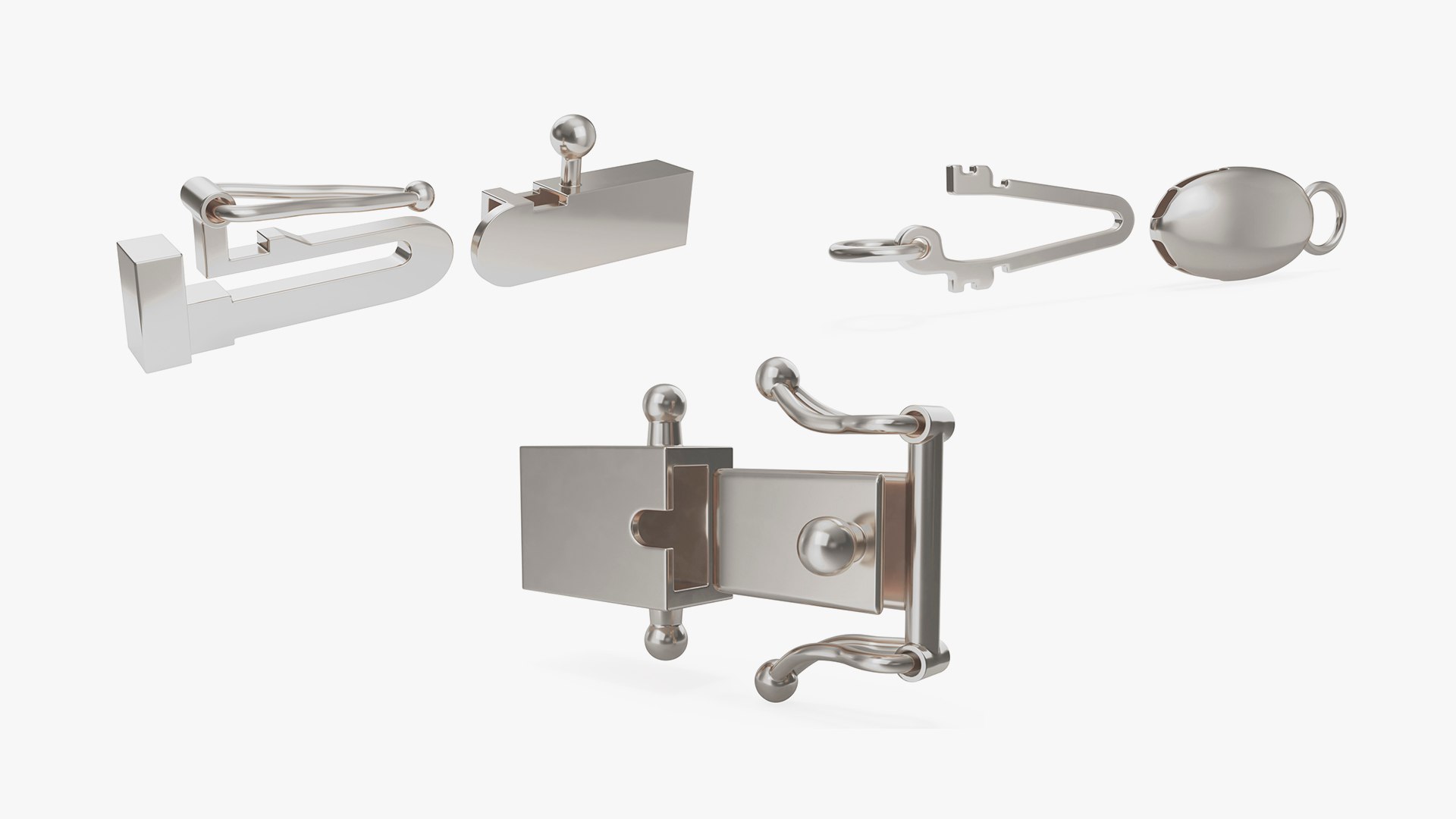 3D Silver Jewelry Clasps Collection 4 Model - TurboSquid 2145579