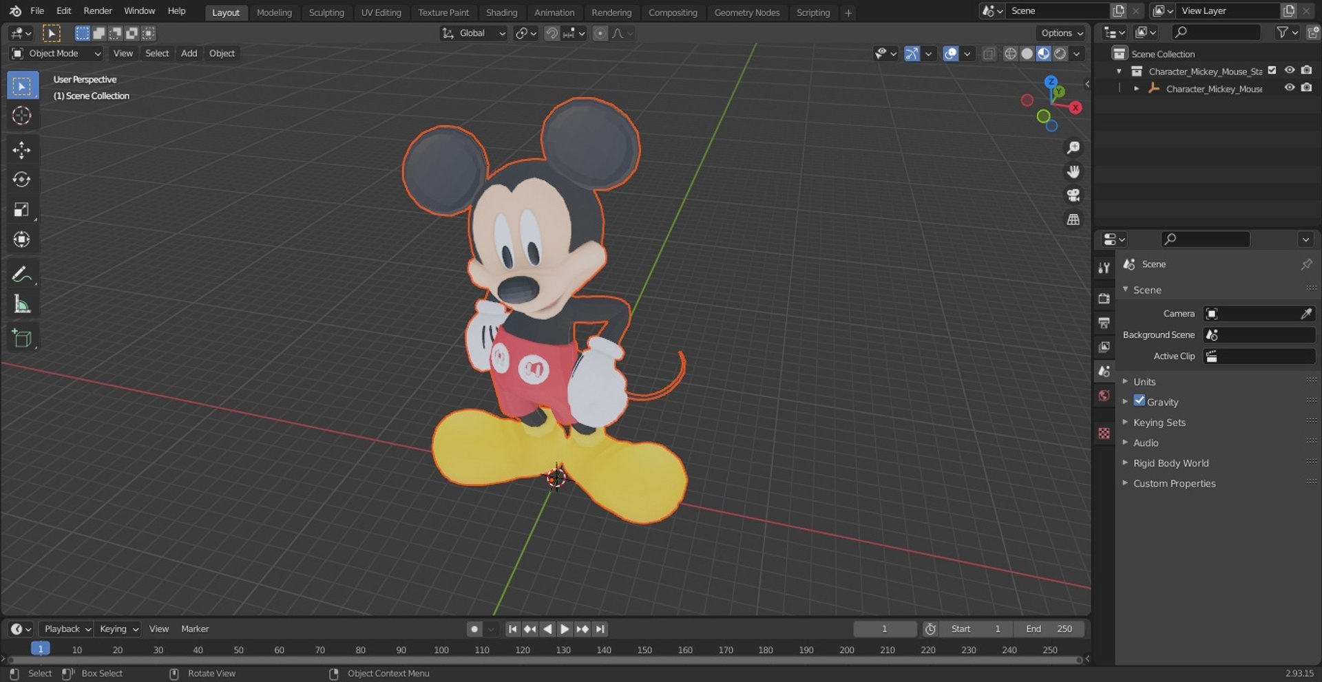 Character Mickey Mouse Standing 3D Model - TurboSquid 2037568