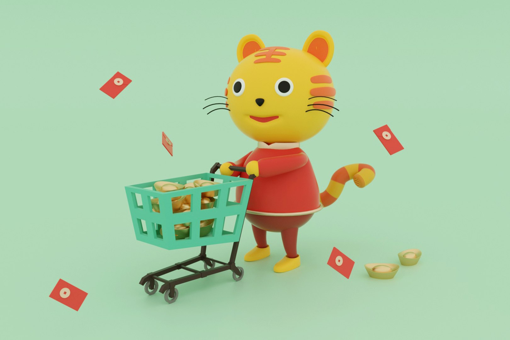 Chinese New Year shopping baby Tiger IP cartoon Tiger Q edition Cute ...