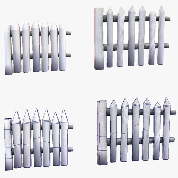 3d fences wood picket model