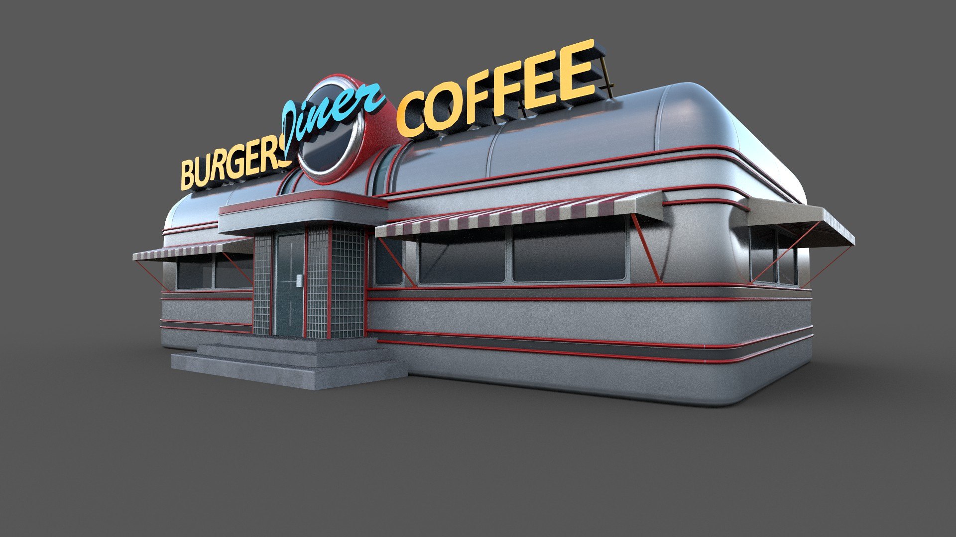 Vintage Diner Game Ready Model - TurboSquid 1916933