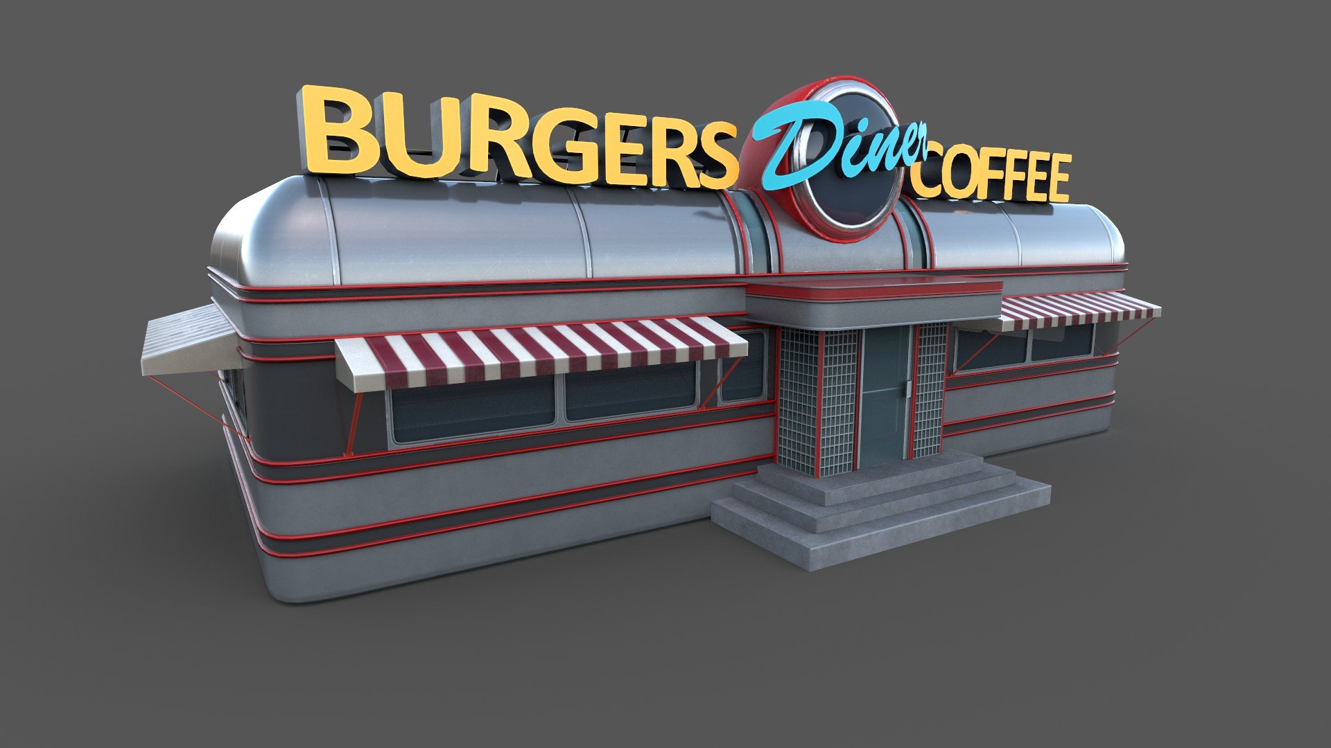 Vintage Diner Game Ready Model - TurboSquid 1916933