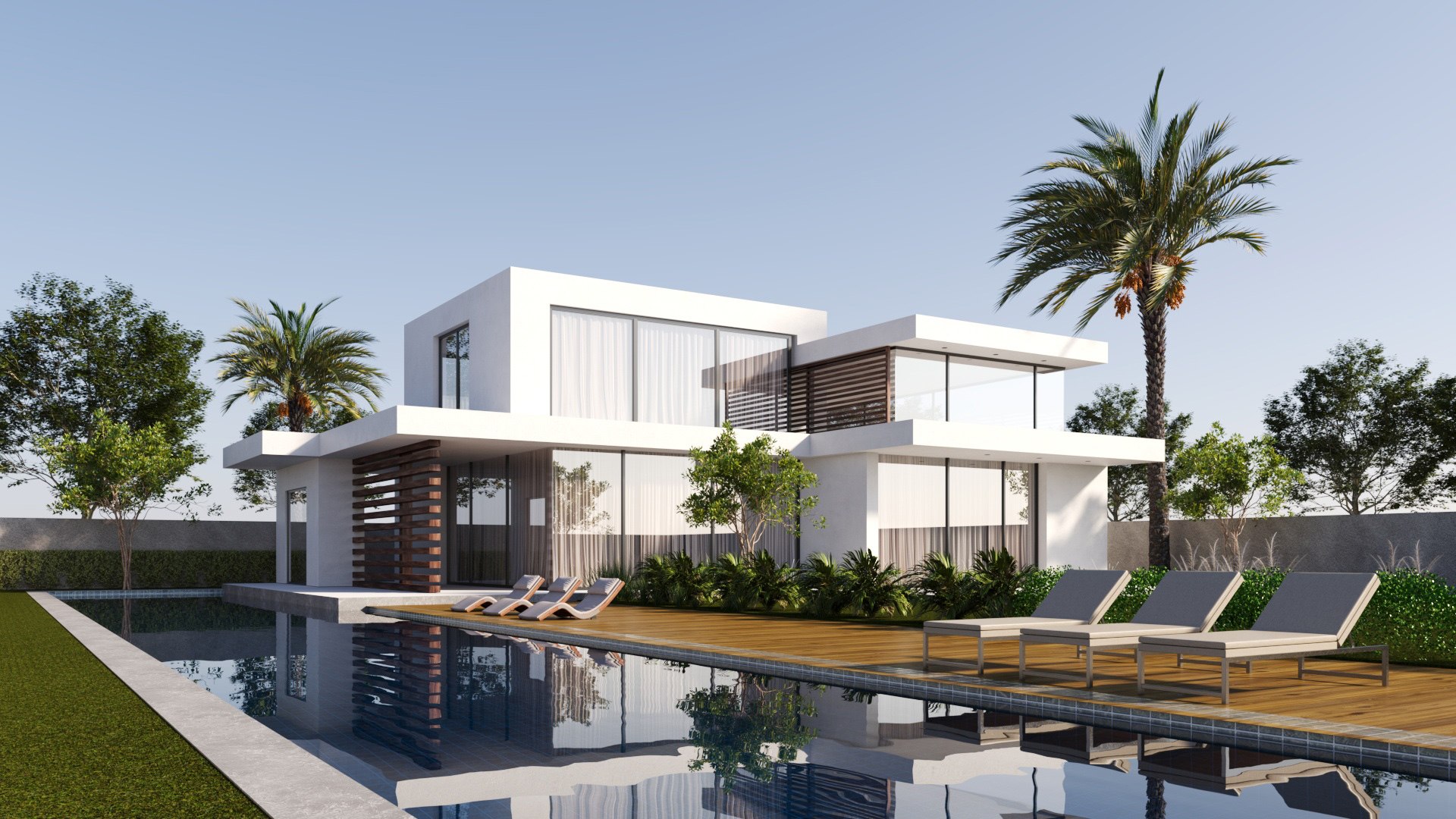 Contemporary House 3D Exterior Scene 3D Model - TurboSquid 2270734