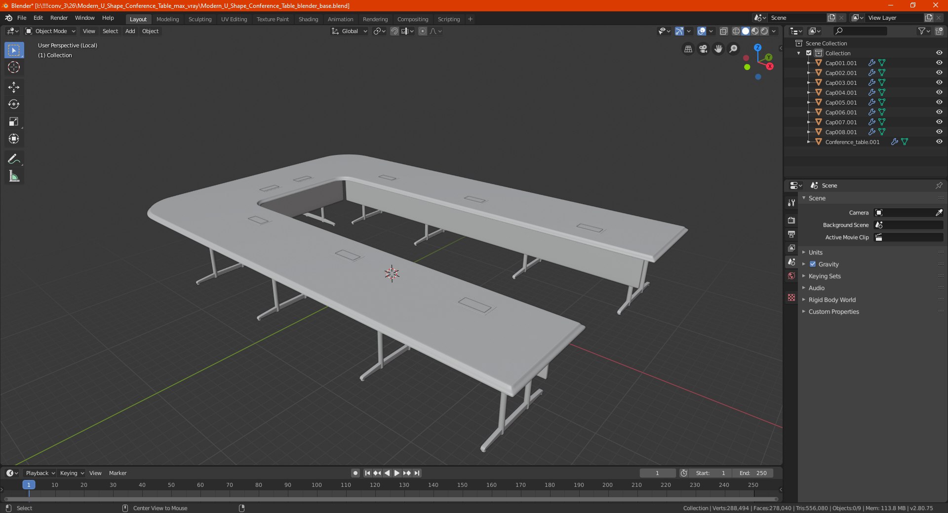 Modern U Shape Conference Table 3D Model - TurboSquid 1767386
