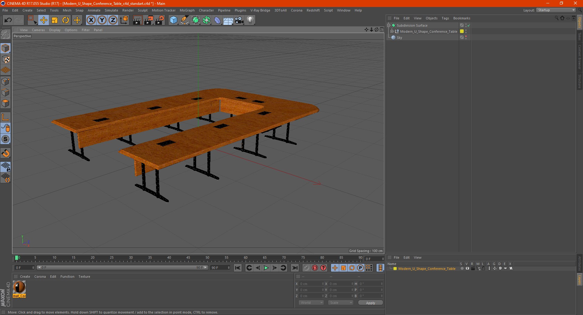 Modern U Shape Conference Table 3D model - TurboSquid 1767386