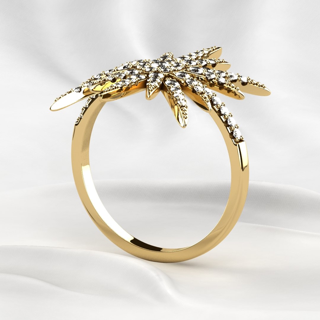 3D Model Sun Star Shape Gold Ring - TurboSquid 1892868