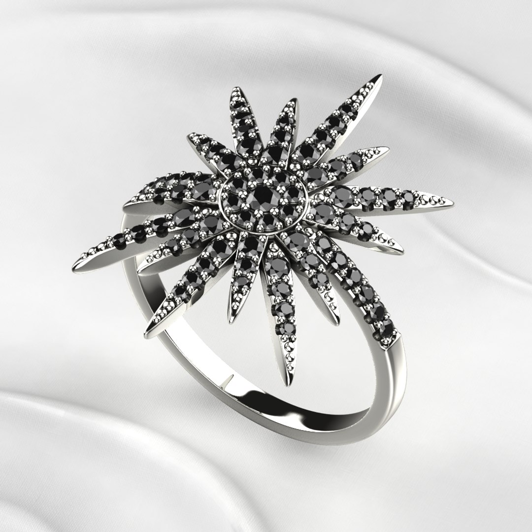3D Model Sun Star Shape Gold Ring - TurboSquid 1892868