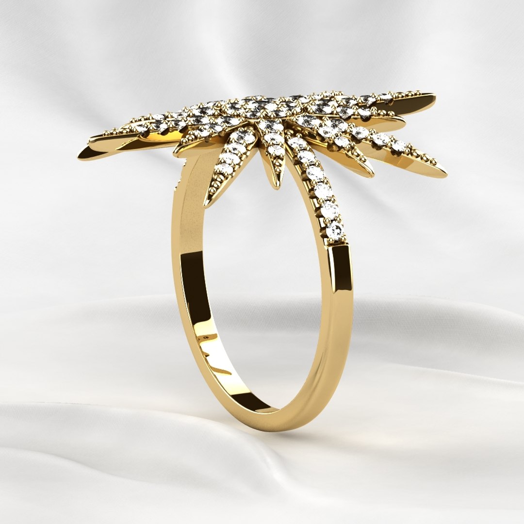 3D Model Sun Star Shape Gold Ring - TurboSquid 1892868