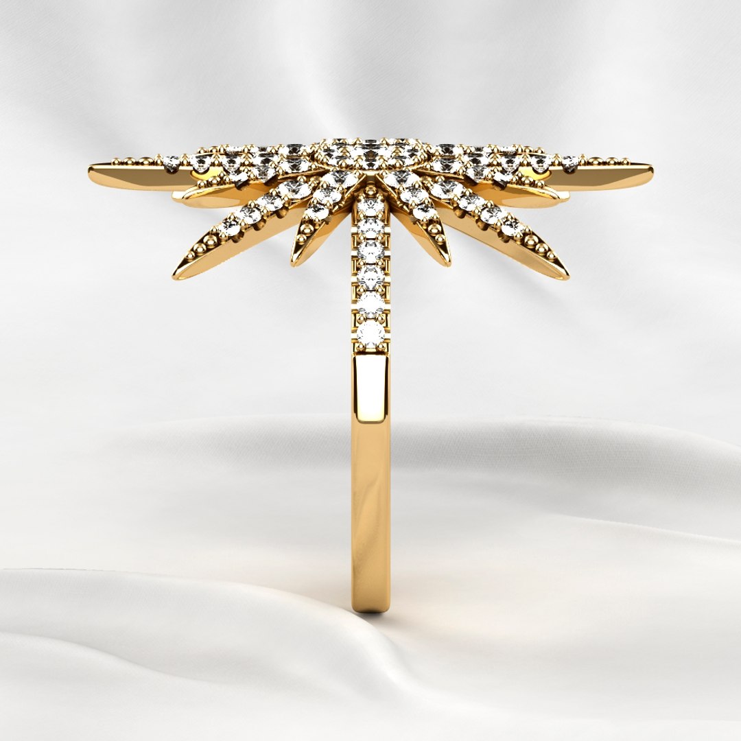 3D Model Sun Star Shape Gold Ring - TurboSquid 1892868