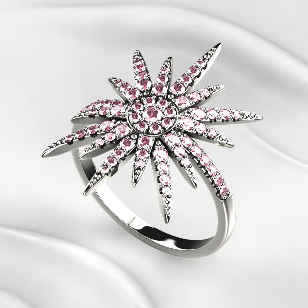 3D Model Sun Star Shape Gold Ring - TurboSquid 1892868