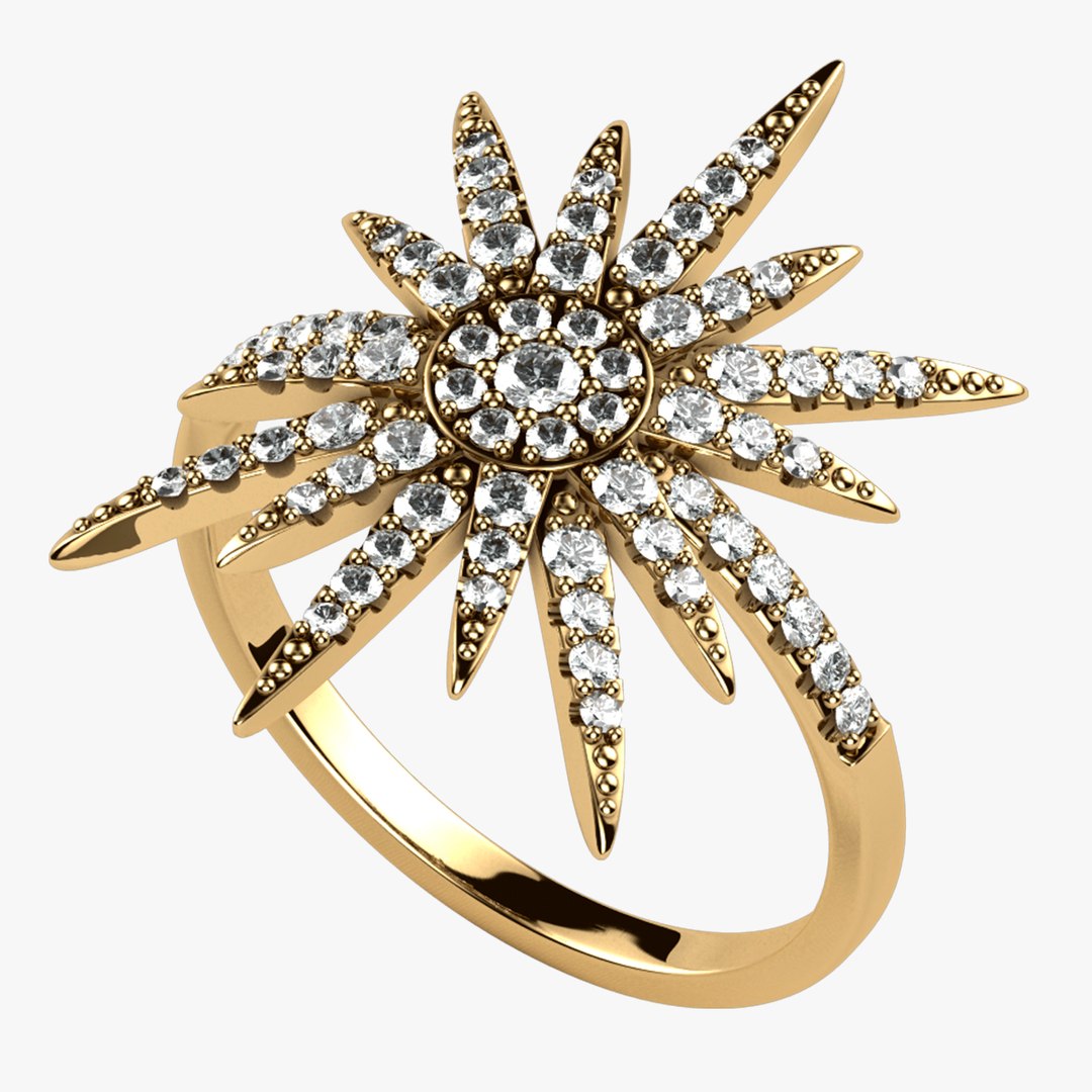 3D model Sun Star Shape Gold Ring - TurboSquid 1892868