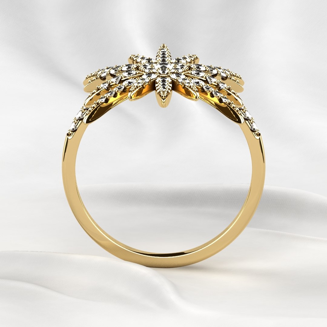 3D Model Sun Star Shape Gold Ring - TurboSquid 1892868