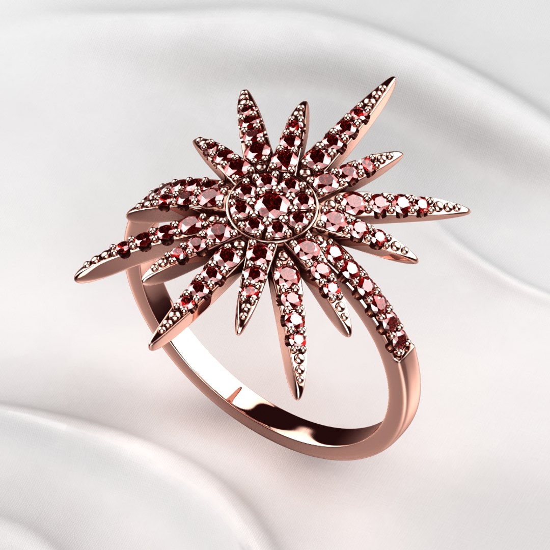 3D Model Sun Star Shape Gold Ring - TurboSquid 1892868