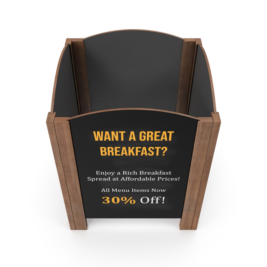 3D Wooden Double-Sided Menu Advertising Sign Model Model - TurboSquid ...