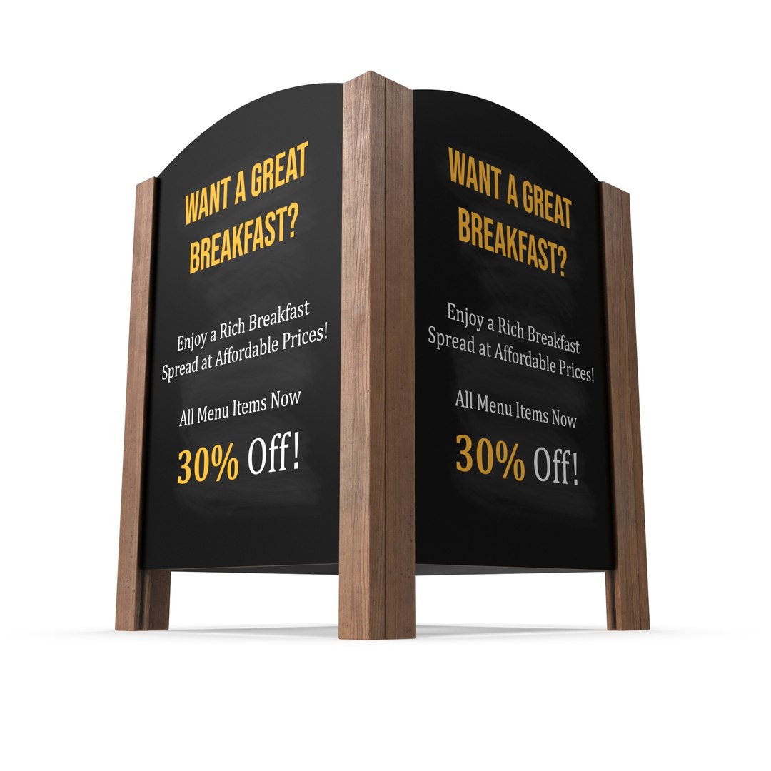 3D Wooden Double-Sided Menu Advertising Sign Model Model - TurboSquid ...
