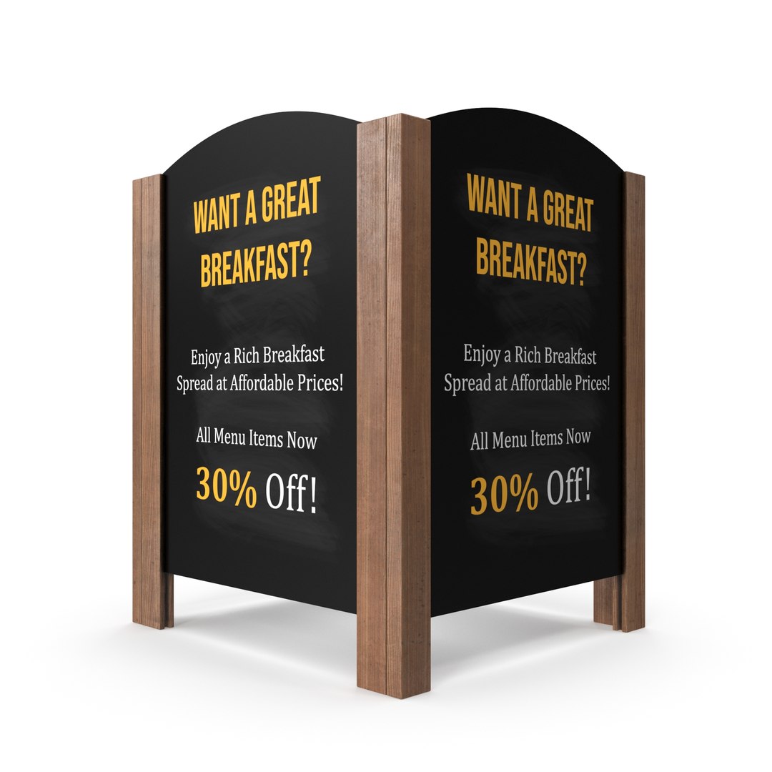 3D Wooden Double-Sided Menu Advertising Sign Model Model - TurboSquid ...