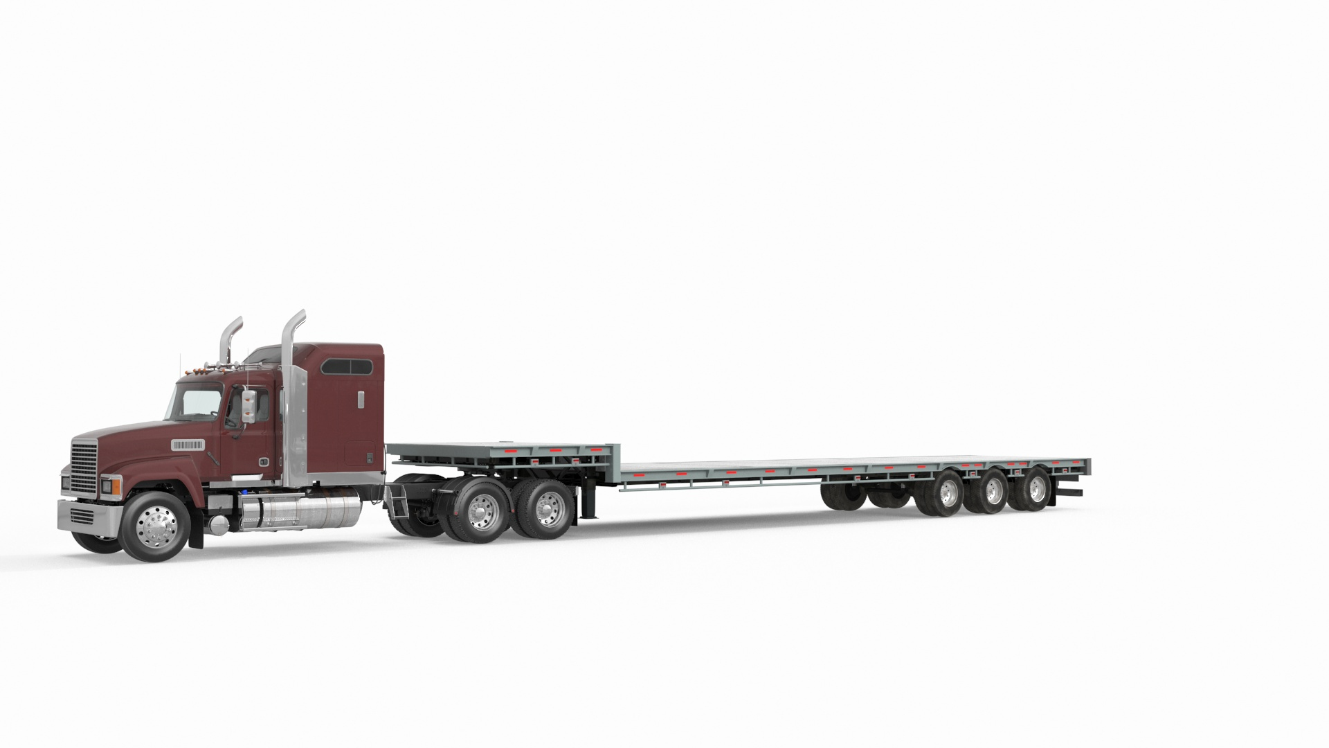 3D Freight Truck With Flatbed Semi Trailer Model - TurboSquid 2300608