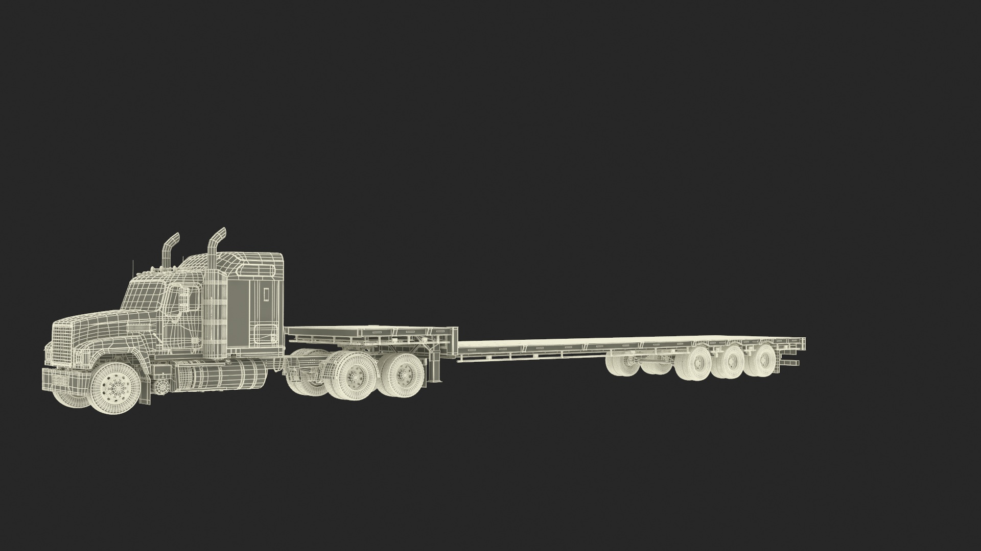 3D Freight Truck With Flatbed Semi Trailer Model - TurboSquid 2300608