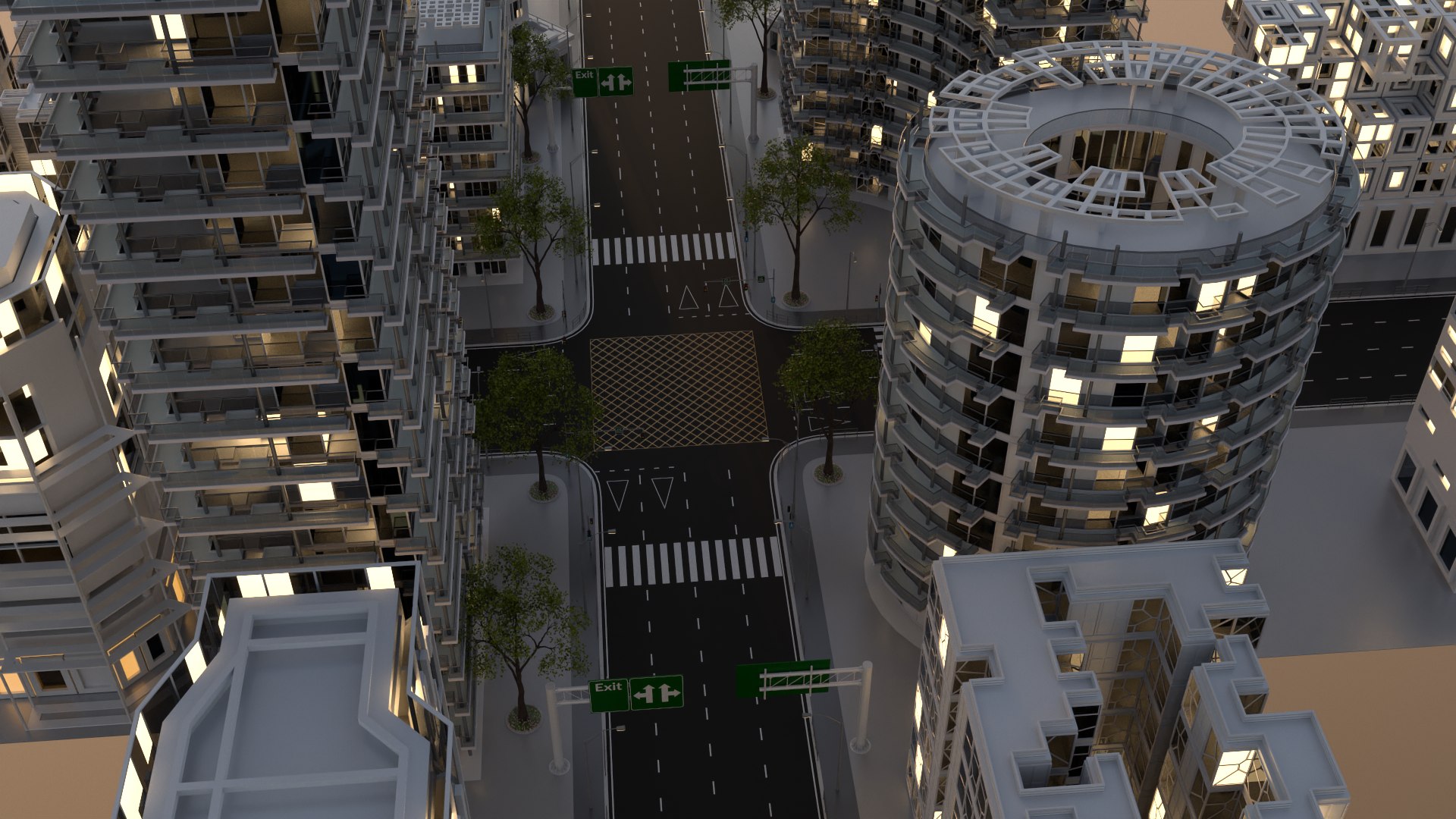 3D City Intersection - TurboSquid 1672915