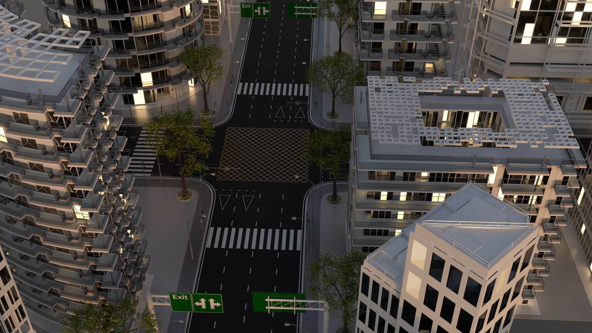 3D City Intersection - TurboSquid 1672915