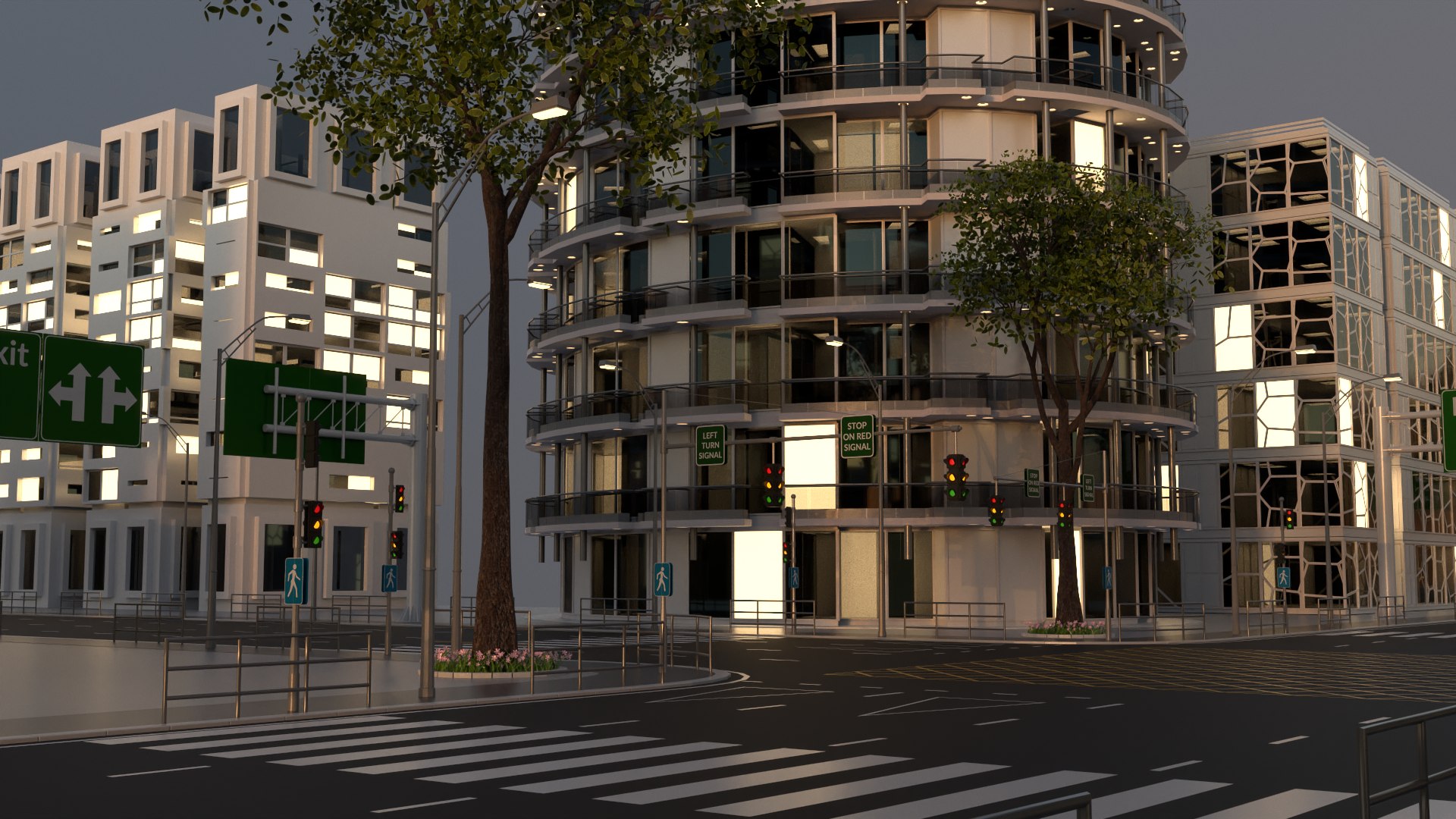 3D City Intersection - TurboSquid 1672915