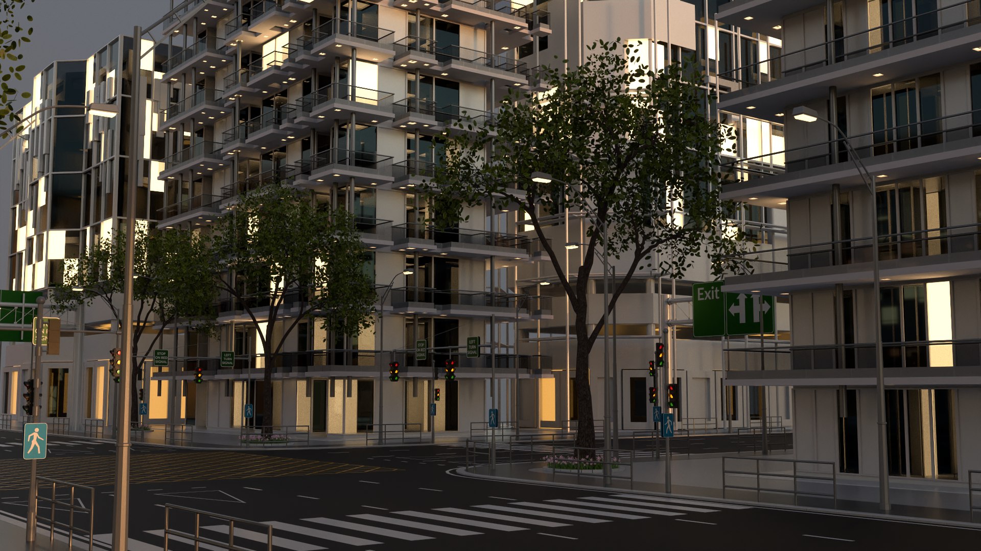 3D City Intersection - TurboSquid 1672915