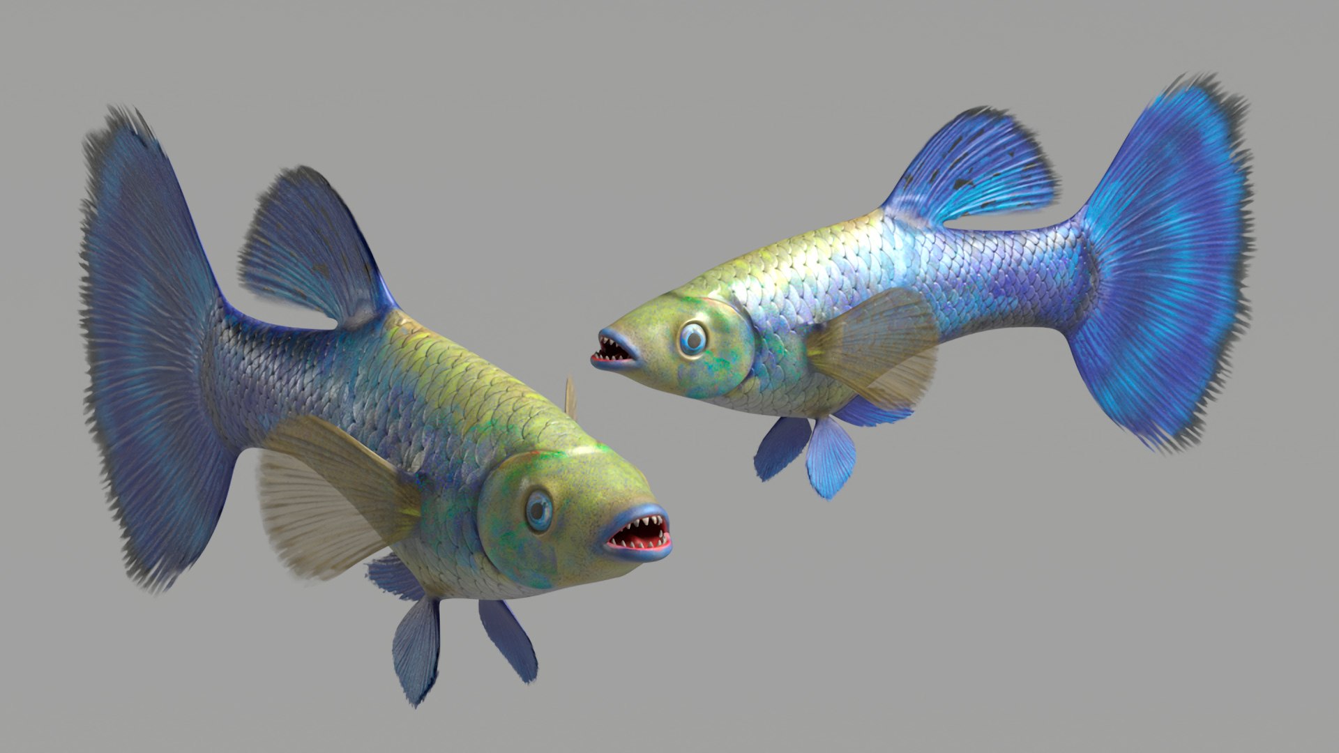 3D Guppy Fish Blue Diamond Rigged - TurboSquid 2270277