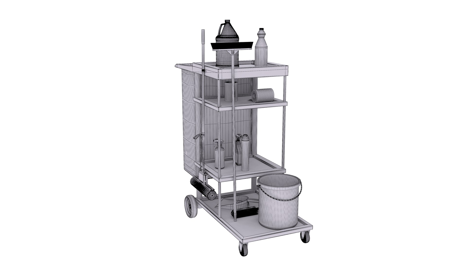 3D Cleaning Cart Model - TurboSquid 1896759