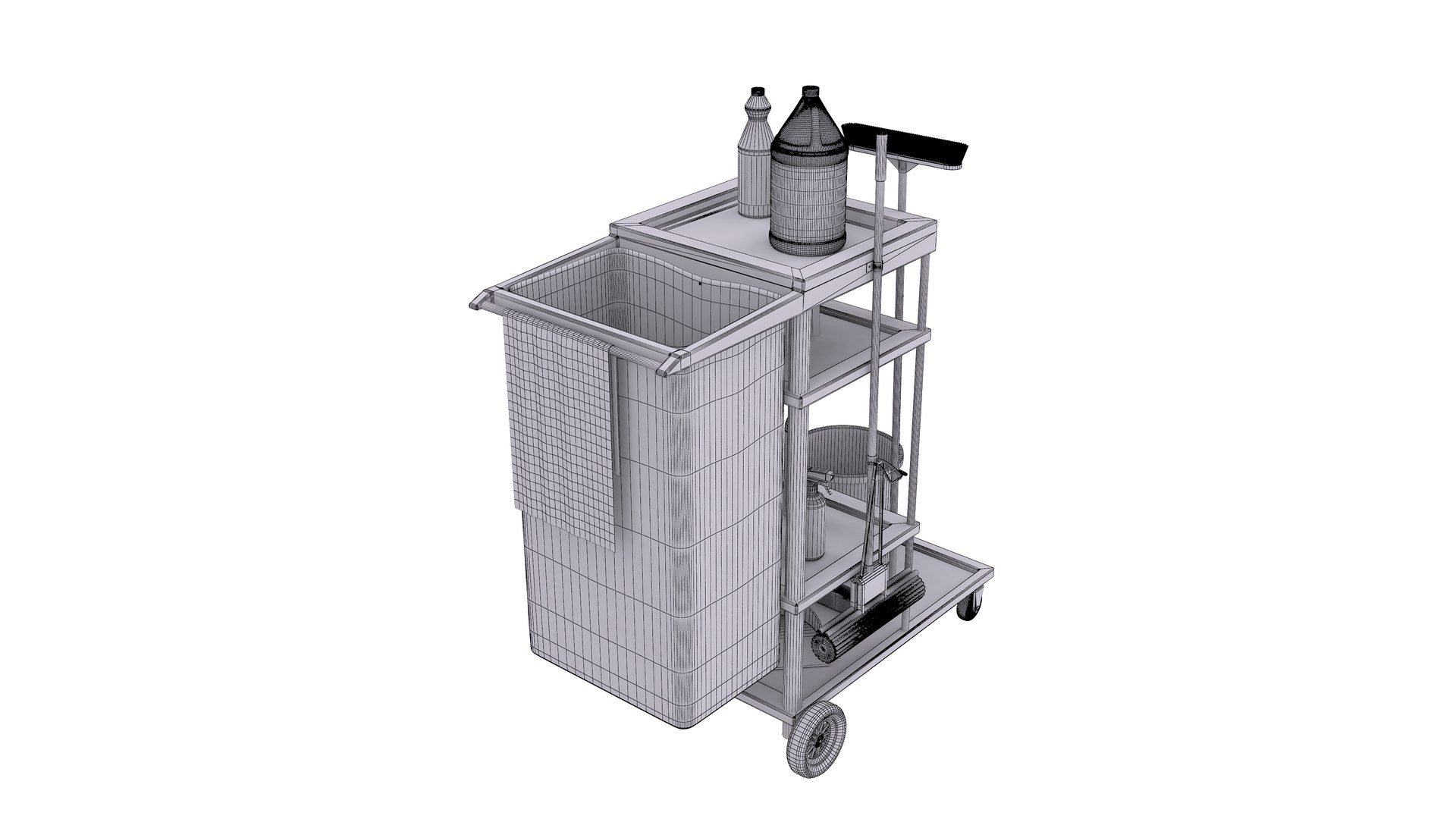 3D Cleaning Cart Model - TurboSquid 1896759