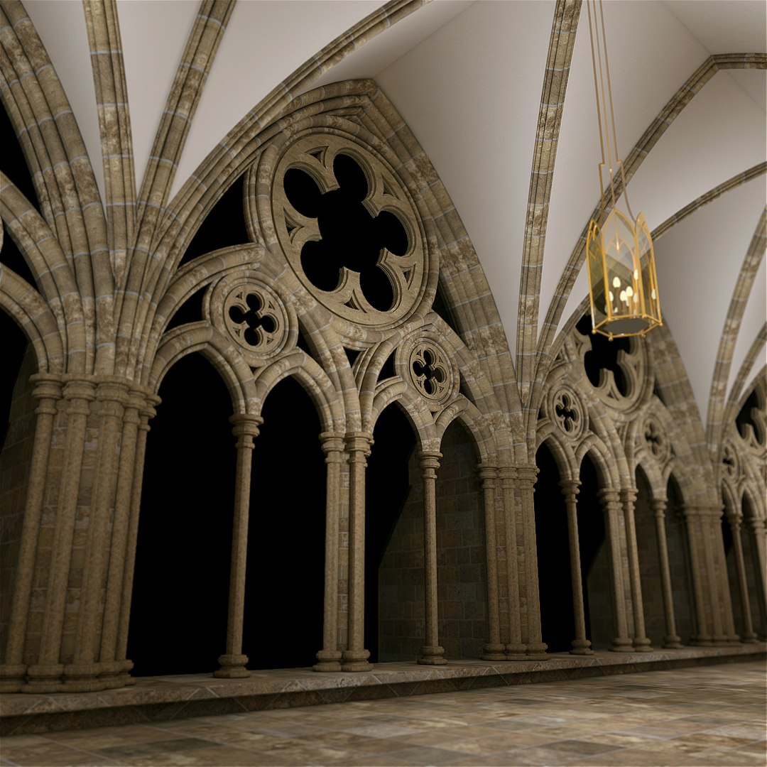 3d Medieval Hallway Hall Model