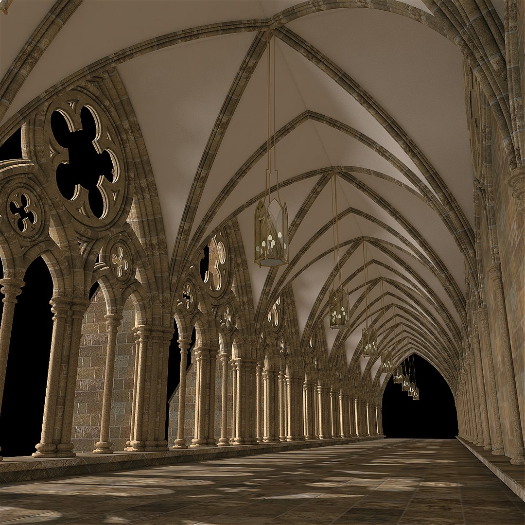 3d Medieval Hallway Hall Model