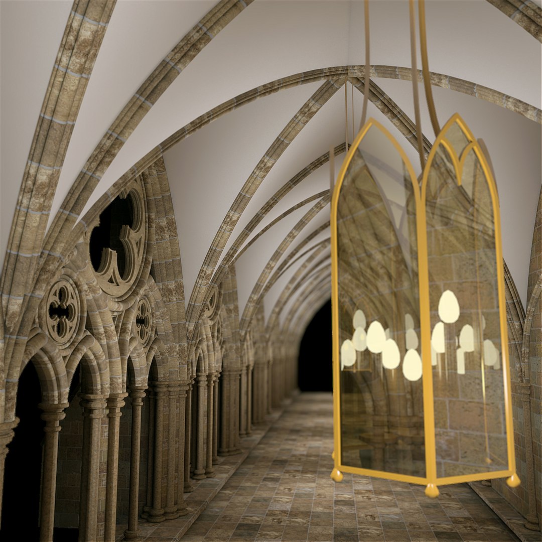 3d Medieval Hallway Hall Model