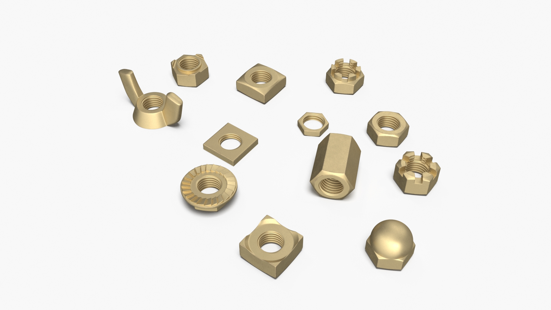 Brass Nuts Kit 3D Model - TurboSquid 2256429