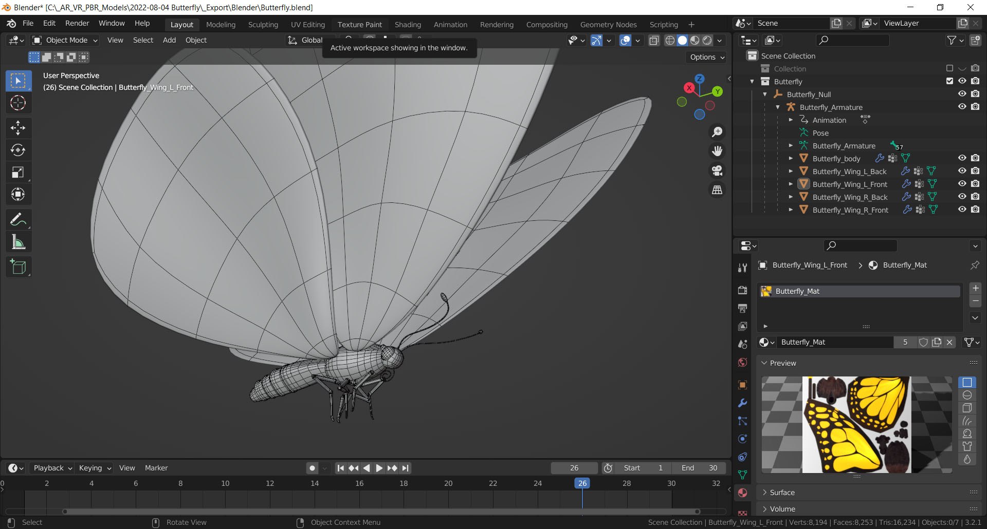 Butterfly With Flying Animation 3D - TurboSquid 1938871