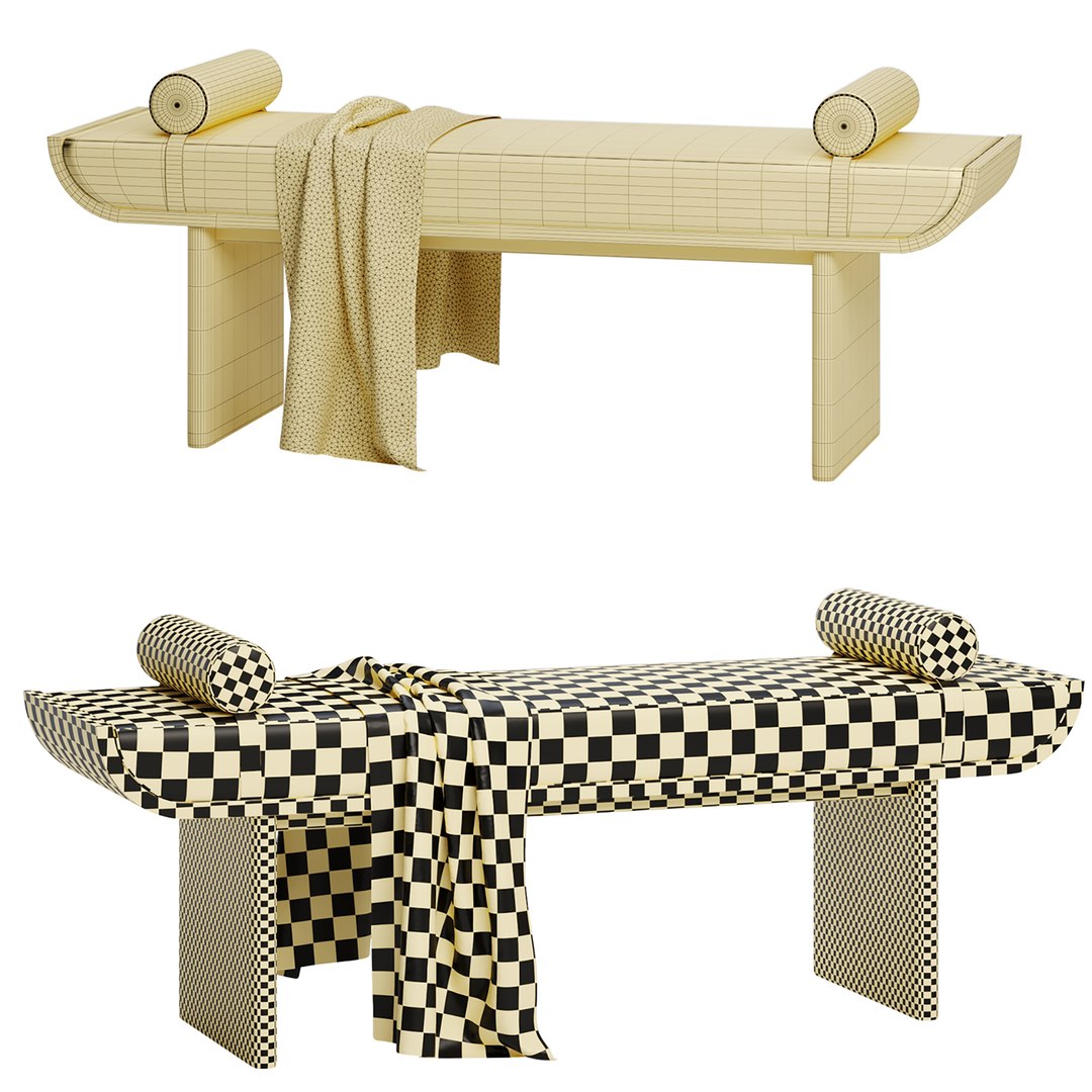 3D Sischo Upholstered Bench - TurboSquid 2255305