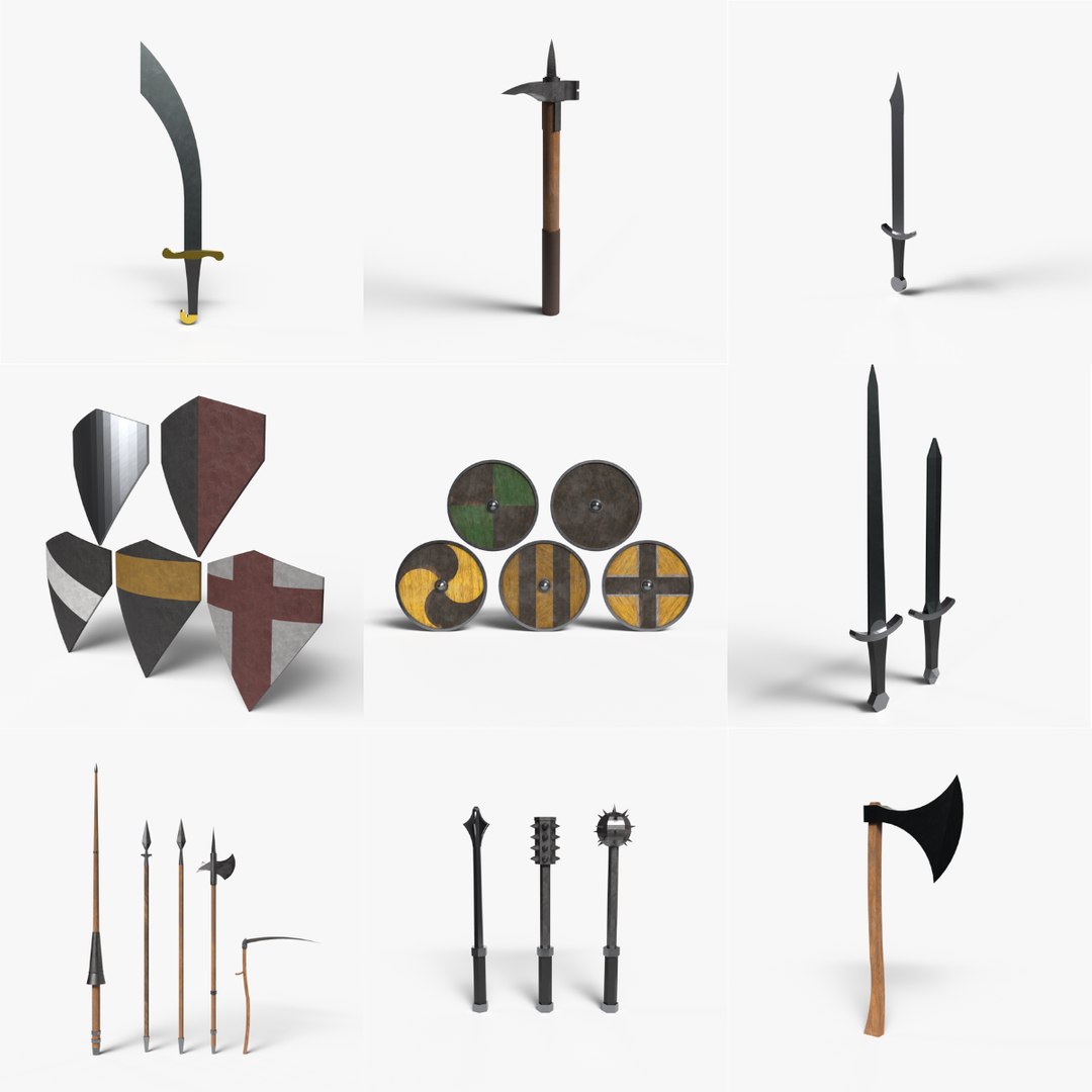 3D Medieval Weapon Set - Lowpoly Textured and Colorbased - TurboSquid ...