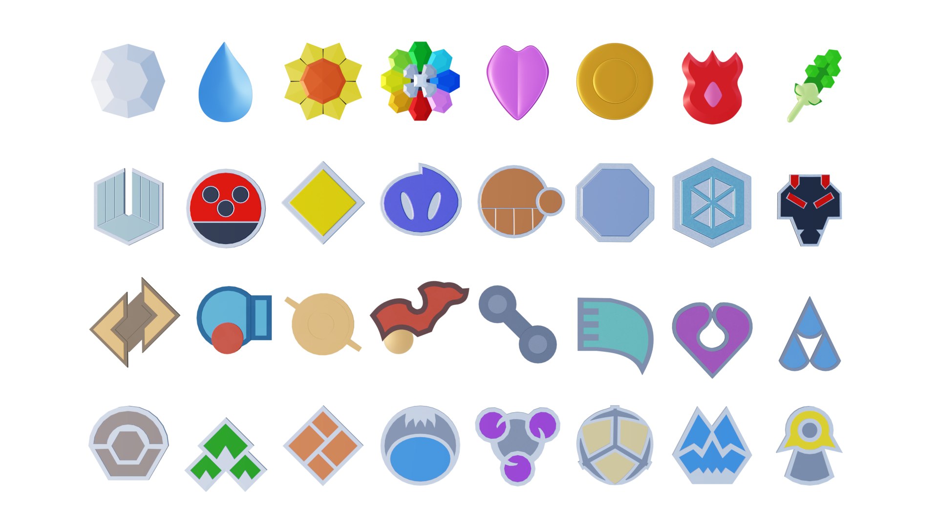 3D Pokemon Badge Collection Kanto To Sinnoh - TurboSquid 2218240