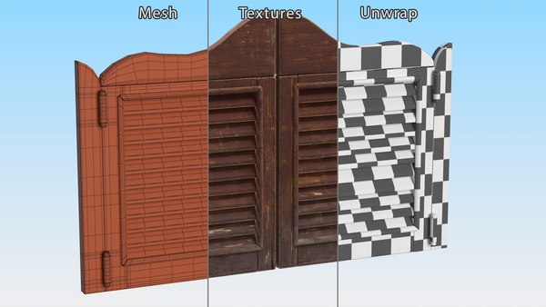 Portas de salão de madeira branqueada Modelo 3D - TurboSquid 2086136