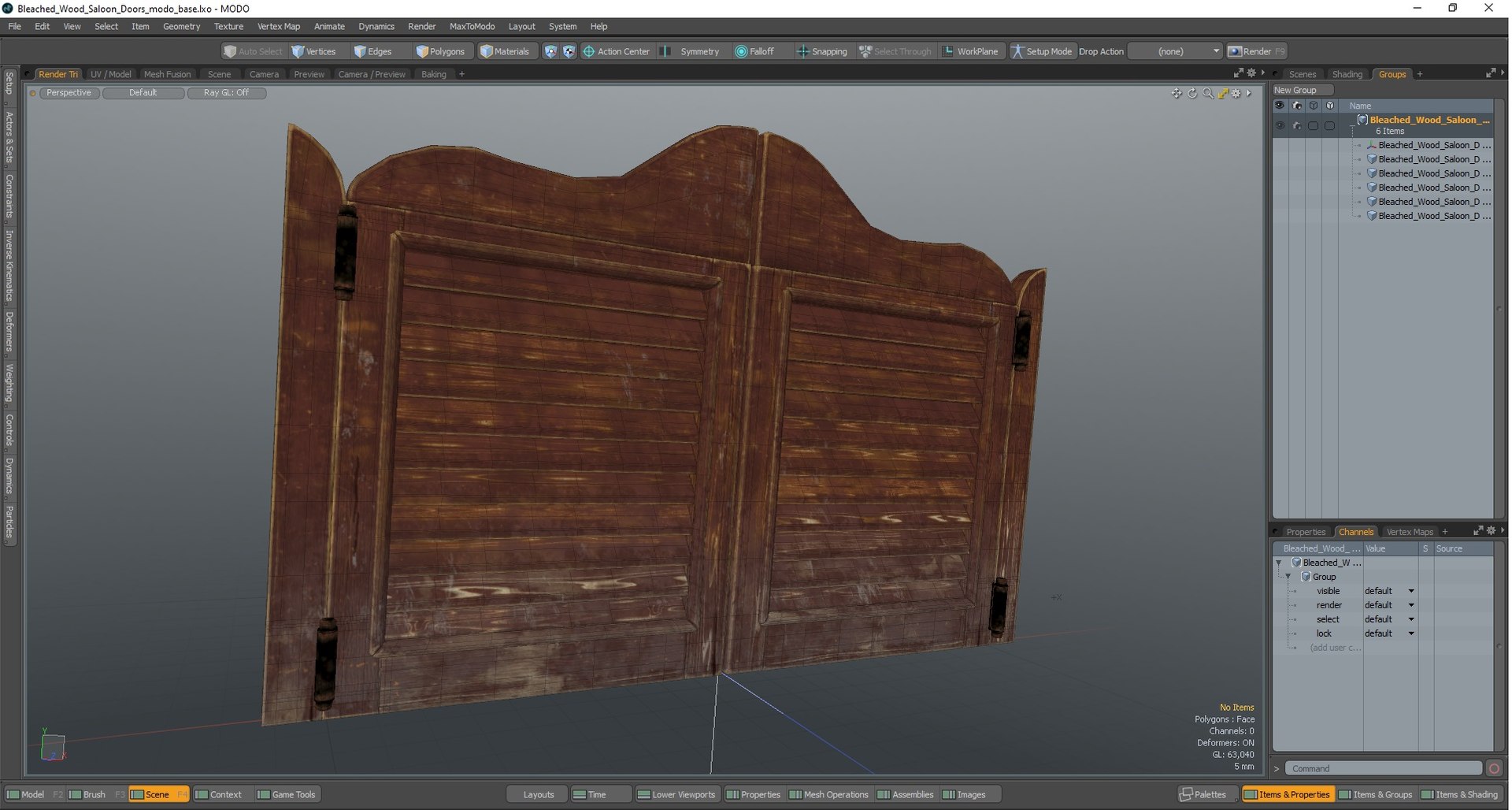 3D model Bleached Wood Saloon Doors - TurboSquid 2086136