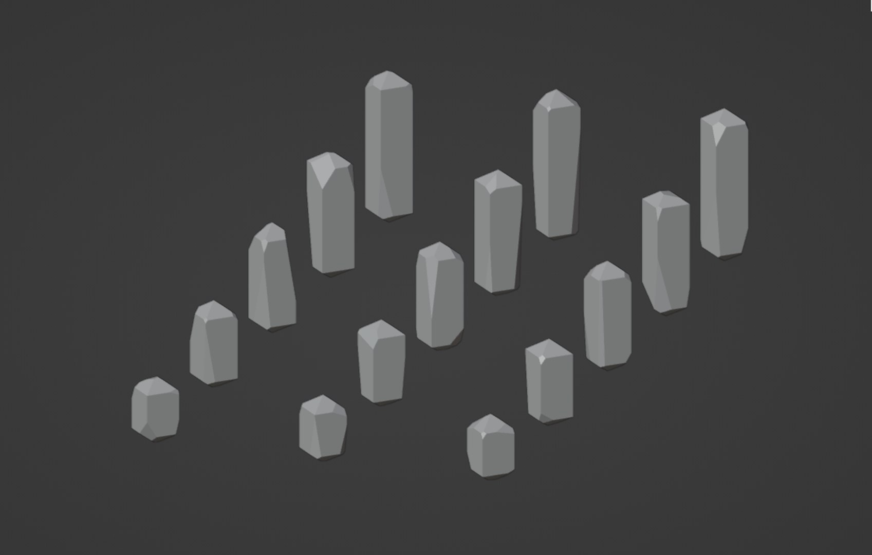 3D Low Poly 4 Sided Crystals Pack - TurboSquid 1972047