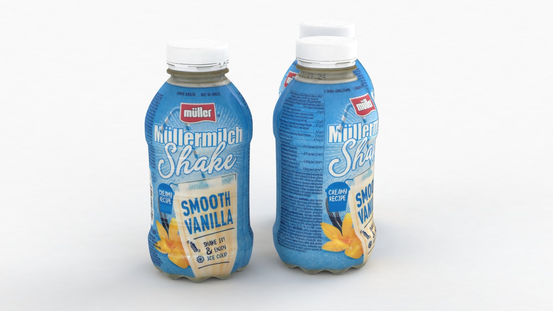 3D Dairy Bottle Mullermilch Shake Vanilla Smooth 330ml 2024 ...